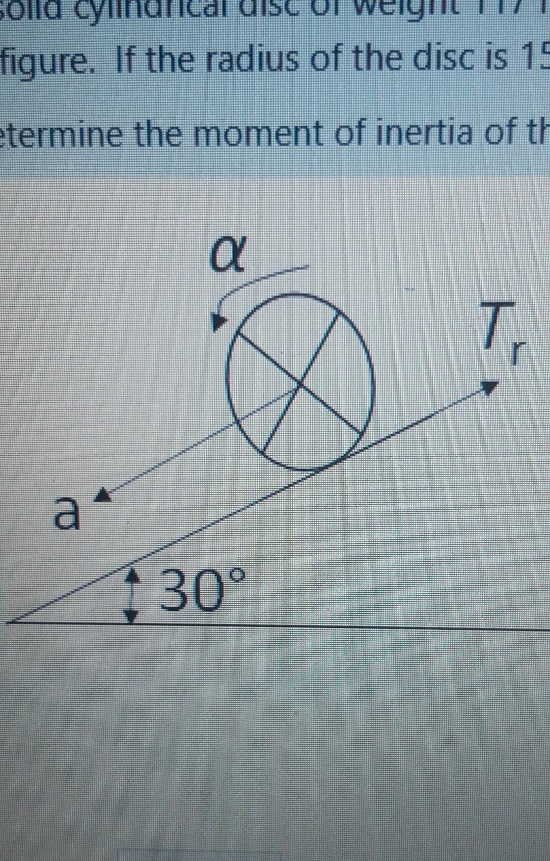 Solved a solid cylindrical disc of weight 117N rolls down | Chegg.com