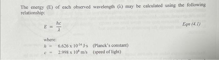Solved d. Using Equation 4.1, calculate the experimental | Chegg.com