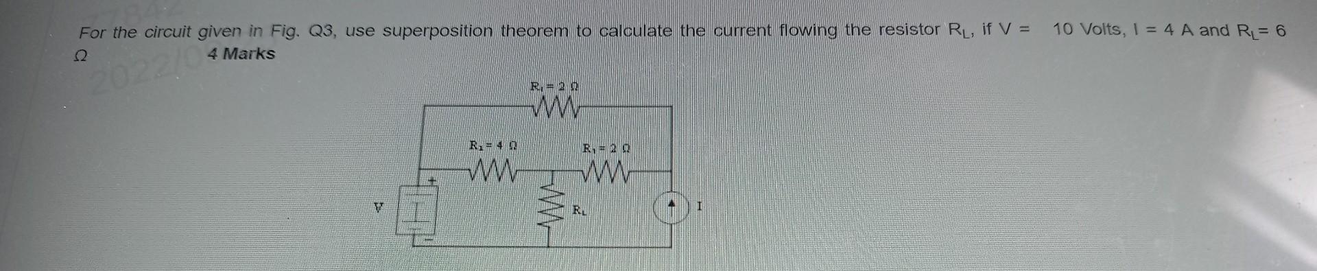 Solved For the circuit given in Fig. Q3, use superposition | Chegg.com