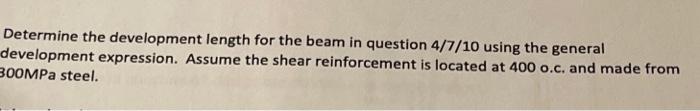 Solved Determine the development length for the beam in | Chegg.com