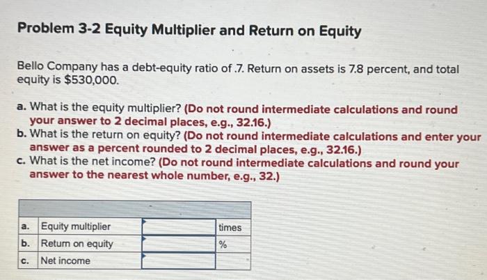 Solved If Hailey, Inc., has an equity multiplier of 1.5, | Chegg.com