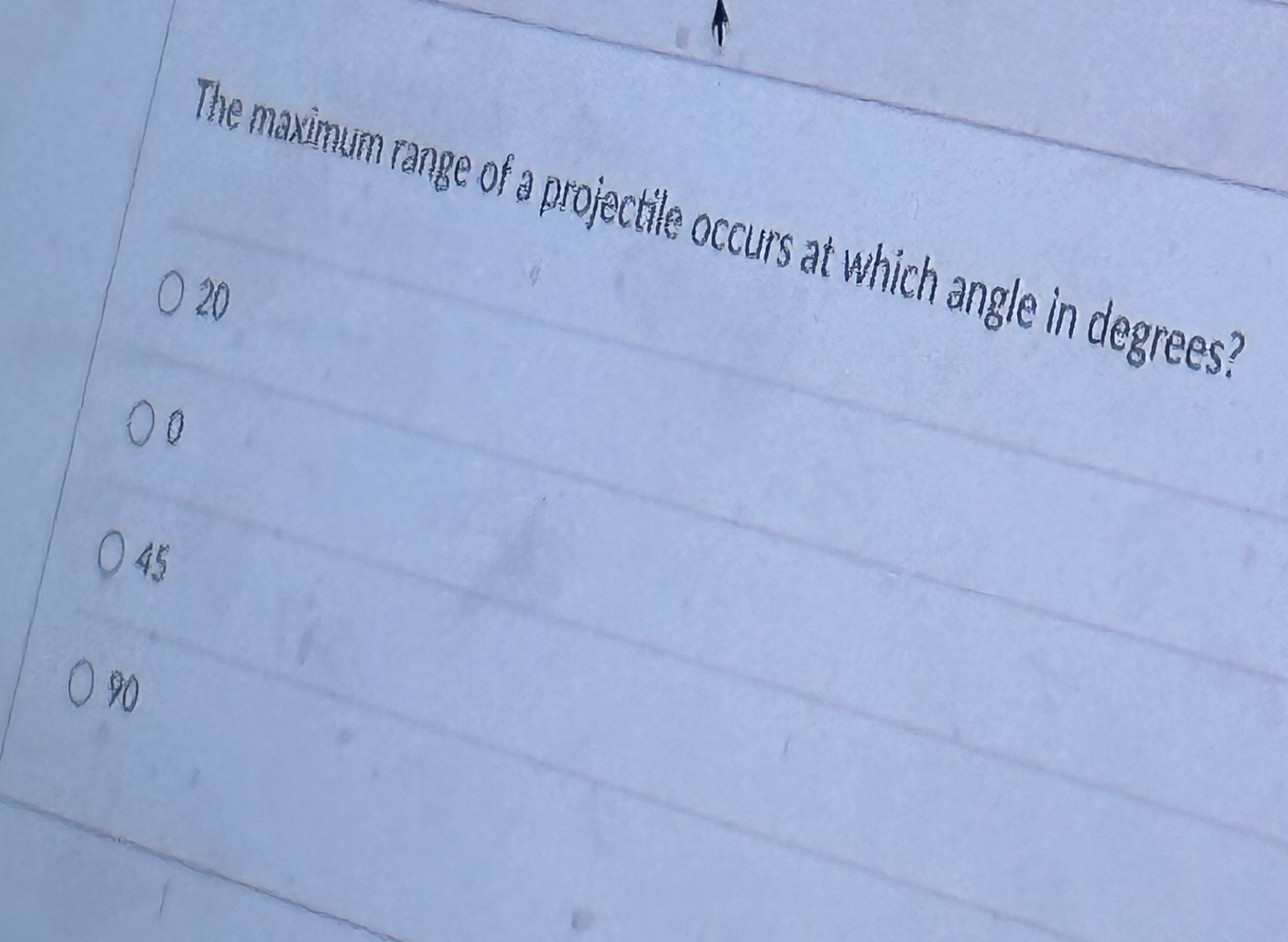Solved The maximum range of a projectife occurs at which | Chegg.com