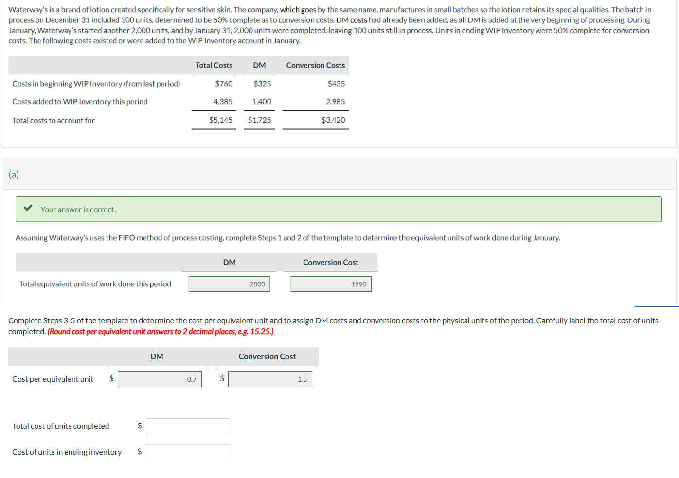 Solved costs. The following costs existed or were added to | Chegg.com