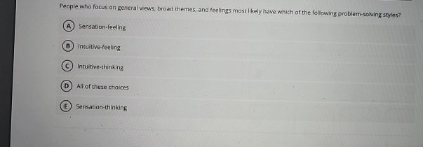 Solved People who focus on general wiews, broad themes, and | Chegg.com