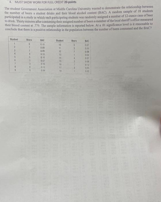 Solved 4. MUST SHOW WORK FOR FULL CREDIT 20-points The | Chegg.com