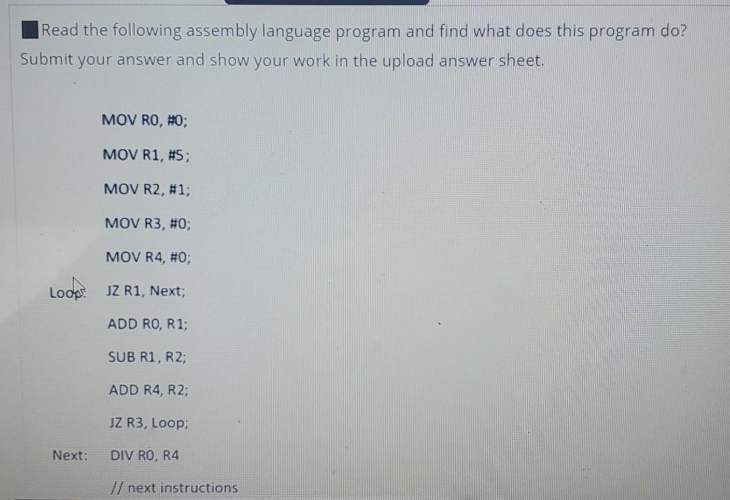 Solved Read the following assembly language program and find | Chegg.com