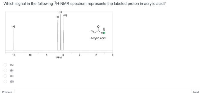 Solved Which signal in the following 1H−NMR spectrum | Chegg.com