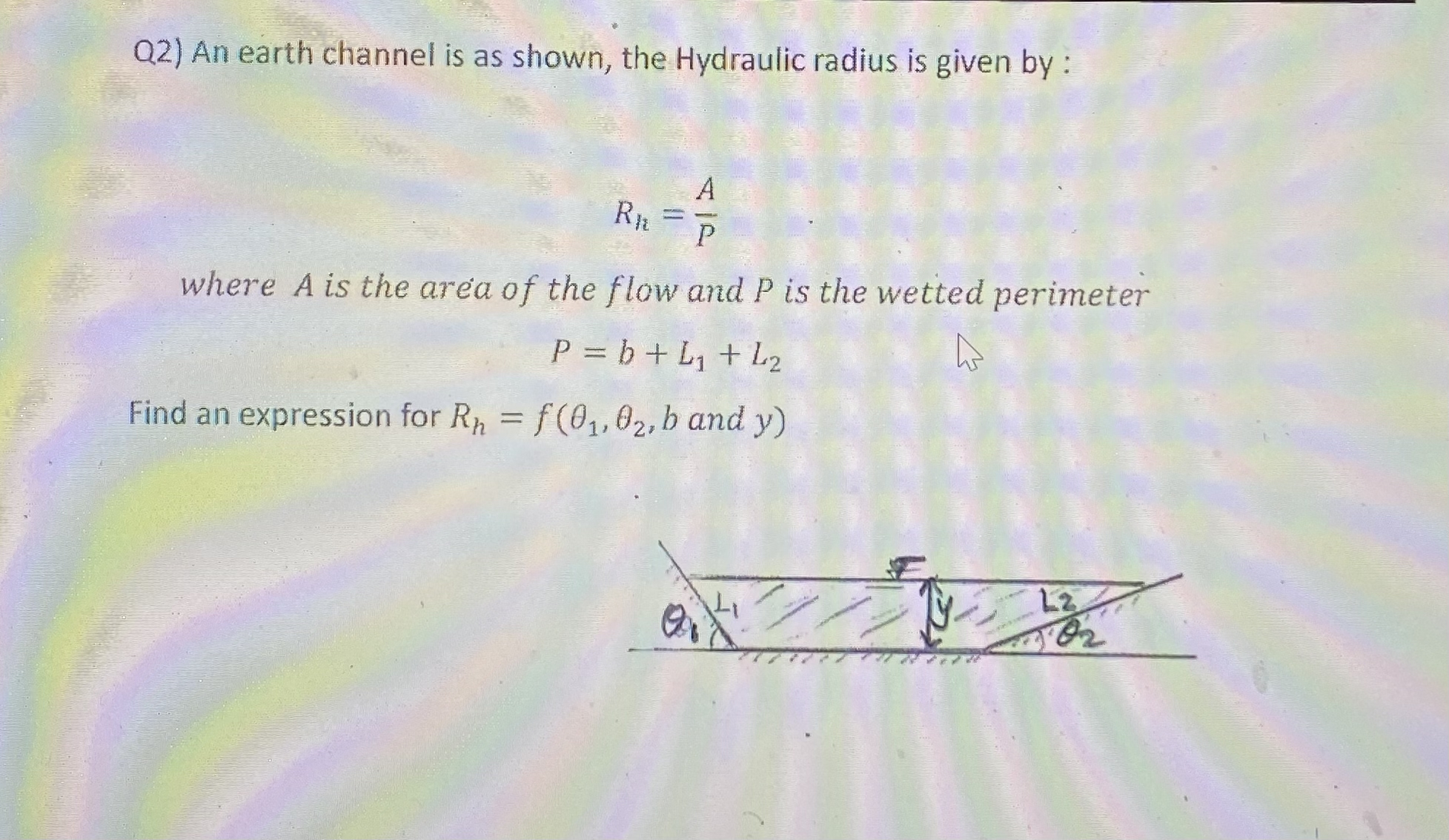 Solved Q2) ﻿An earth channel is as shown, the Hydraulic | Chegg.com