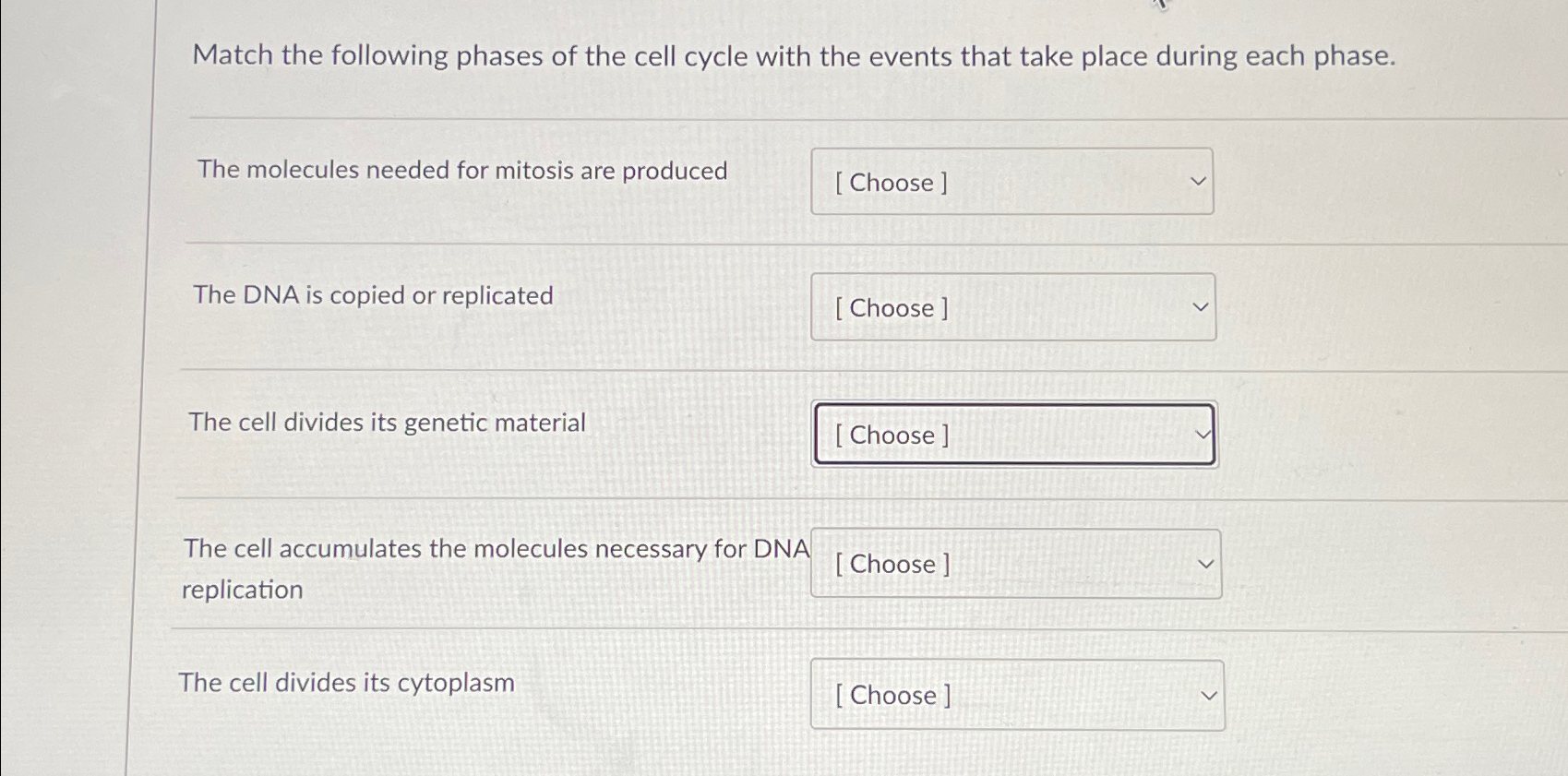 Solved Match the following phases of the cell cycle with the | Chegg.com