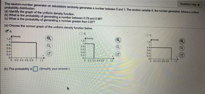 Solved The random-number generator on calculators randomly | Chegg.com
