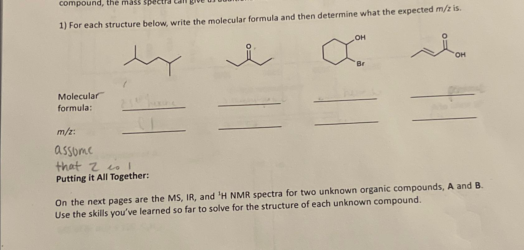 Solved For each structure below, write the molecular formula | Chegg.com