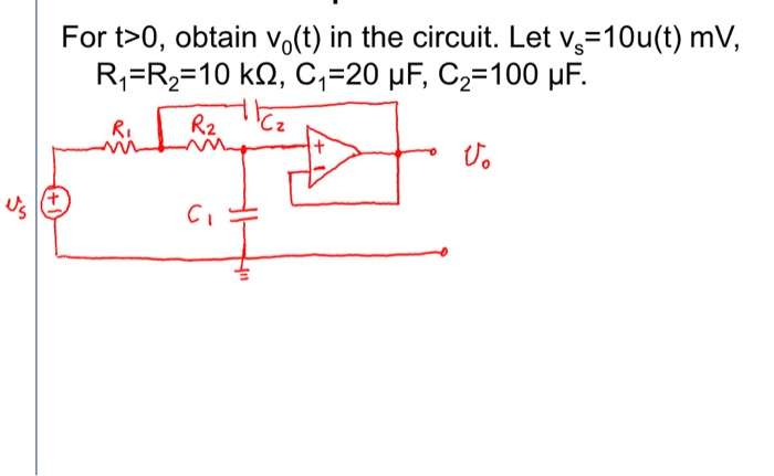 Solved For t>0, obtain vo(t) in the circuit. Let vs=10u(t) | Chegg.com