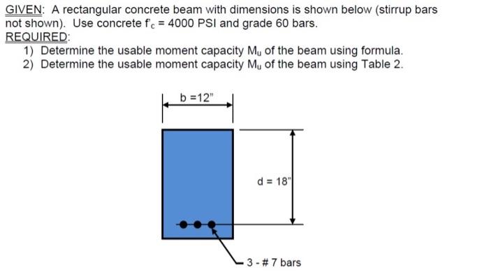 Solved GIVEN: A rectangular concrete beam with dimensions is | Chegg.com