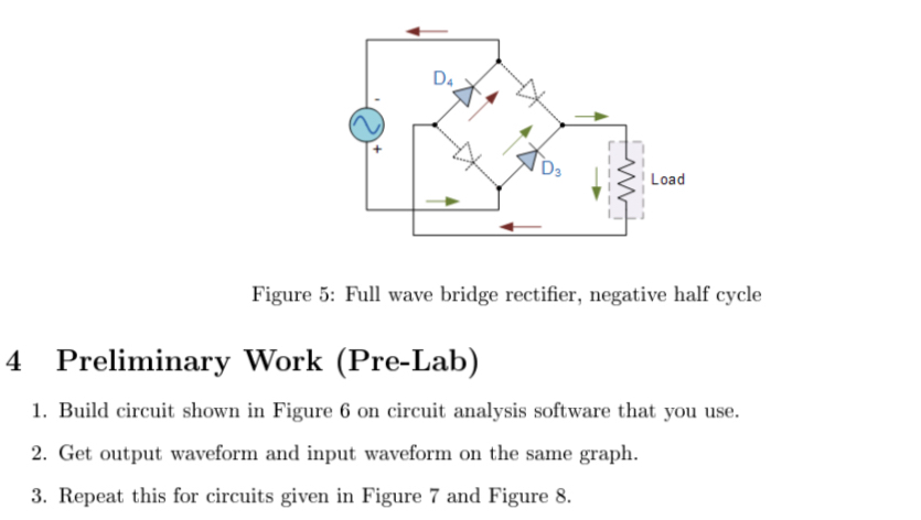 Solved Figure 5: Full wave bridge rectifier, negative half | Chegg.com