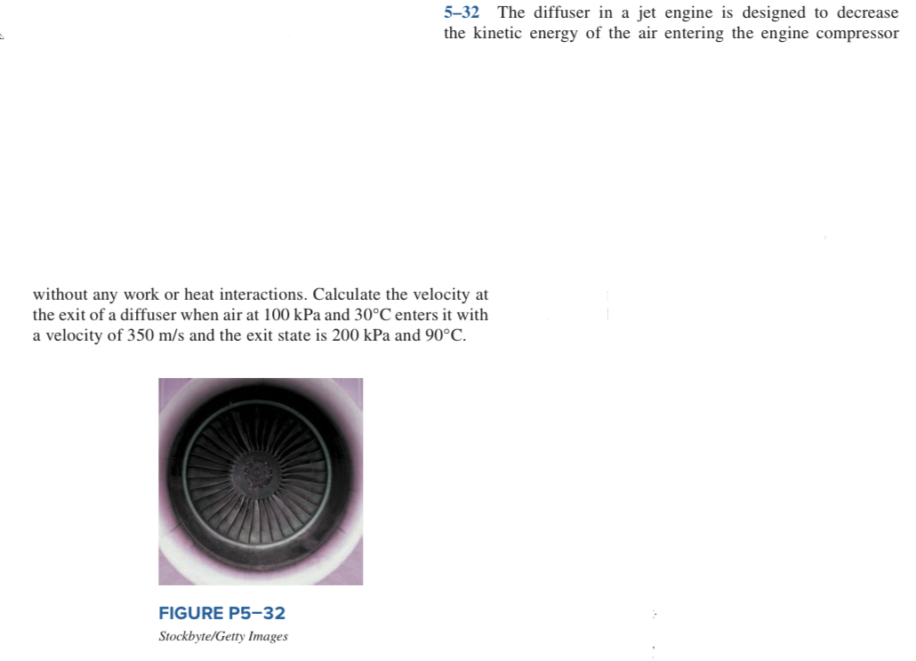 Solved 5-32 ﻿The diffuser in a jet engine is designed to | Chegg.com