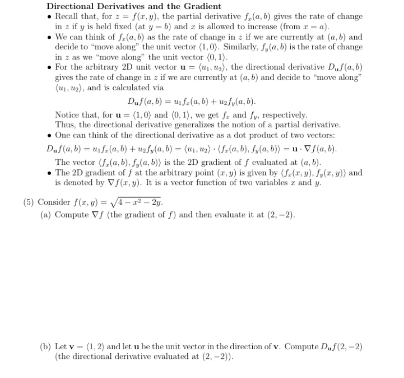 Solved Directional Derivatives and the GradientRecall that, | Chegg.com