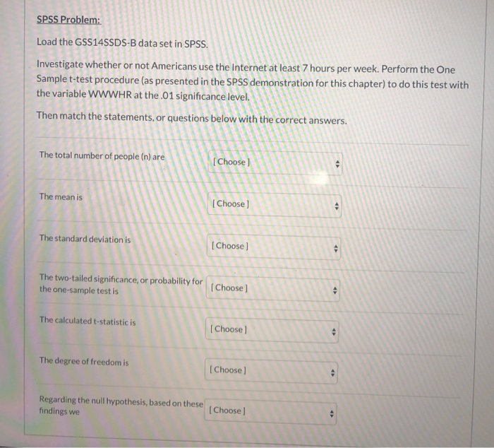 SPSS Problem: Load the GSS14SSDS-B data set in SPSS. | Chegg.com