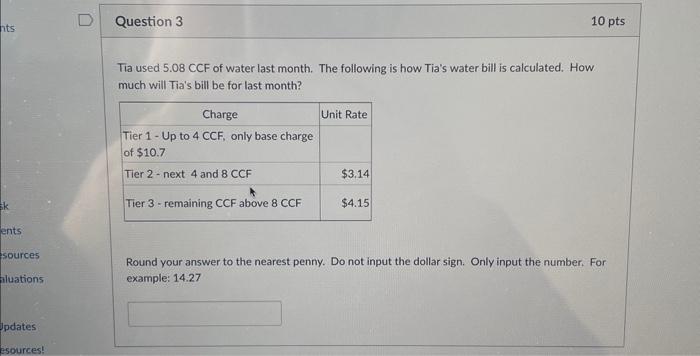 Solved Tia used 5.08 CCF of water last month. The following | Chegg.com Solved Tia used 5.08 CCF of water last month. The following | Chegg.com
