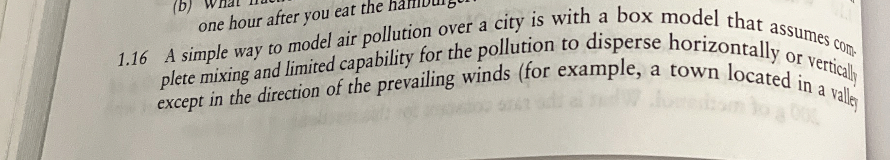 Solved 1.16 ﻿A simple way to model air pollution over a city | Chegg.com