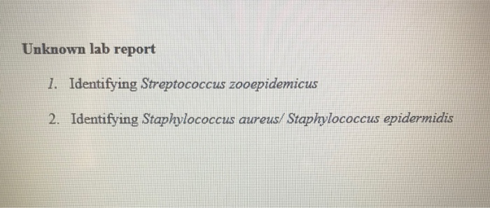 Solved Am writing unknown lab report that I have am taking | Chegg.com