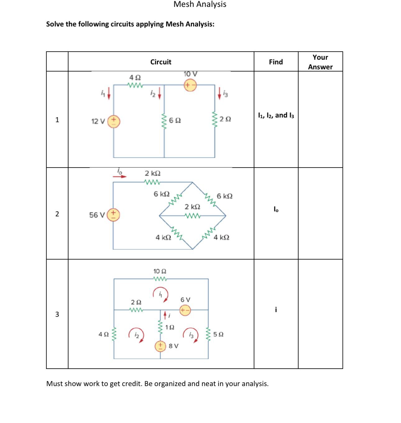 Solved Mesh AnalysisSolve the following circuits applying | Chegg.com