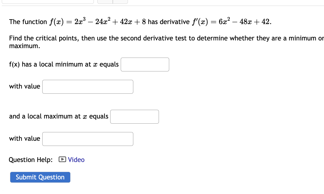 Solved The function f(x)=2x3-24x2+42x+8 ﻿has derivative | Chegg.com