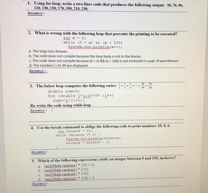 Solved 1. Using for loop, write a two lines code that | Chegg.com
