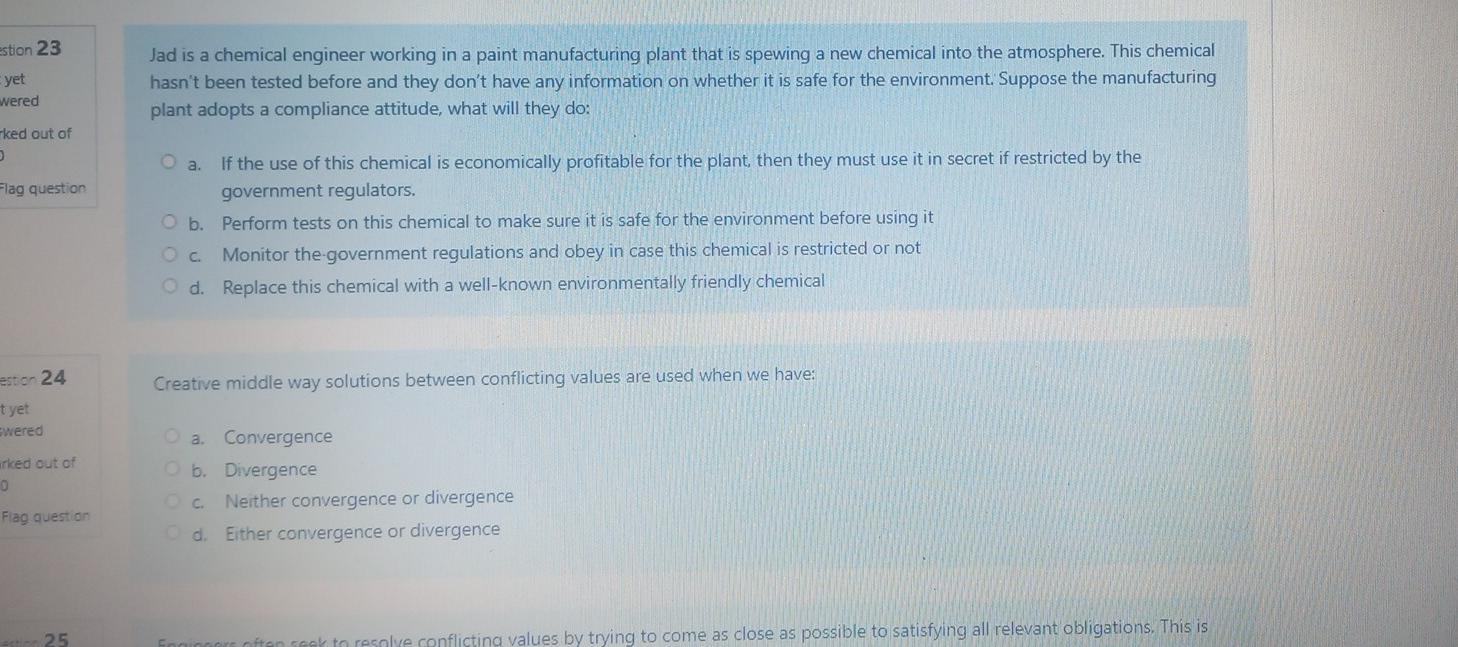 Solved estion 23 а yet wered Jad is a chemical engineer | Chegg.com