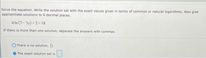 Solved Solve the equation. Write the solution set with the | Chegg.com