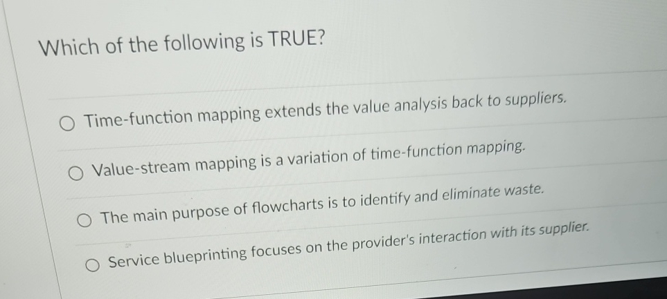 Solved Which of the following is TRUE?Time-function mapping | Chegg.com