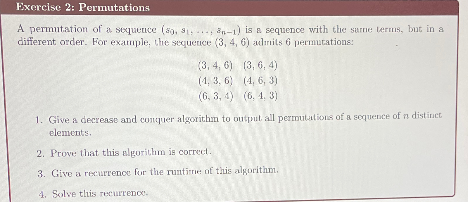 Solved Exercise 2 Permutationsa Permutation Of A Sequence 8929