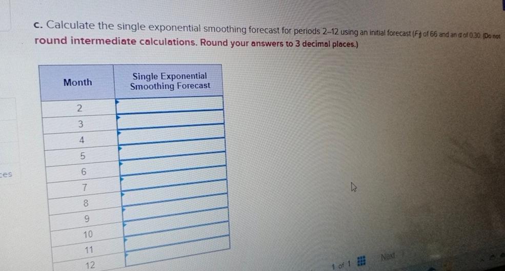 Solved C ﻿calculate The Single Exponential Smoothing