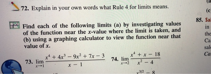 Solved 72. Explain in your own words what Rule 4 for limits | Chegg.com