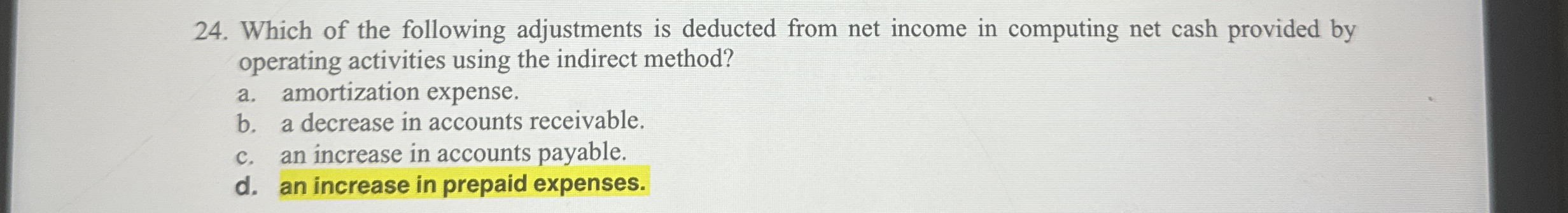 Solved Which of the following adjustments is deducted from | Chegg.com