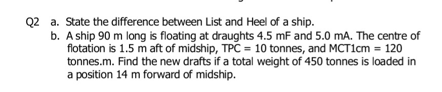 Solved Q2 a. State the difference between List and Heel of a | Chegg.com