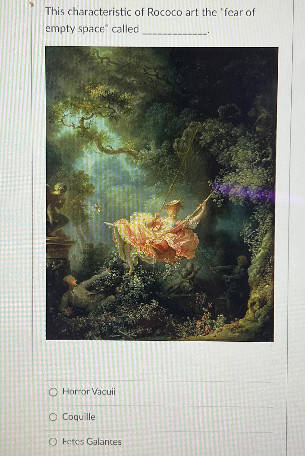 Solved This characteristic of Rococo art the "fear of empty | Chegg.com
