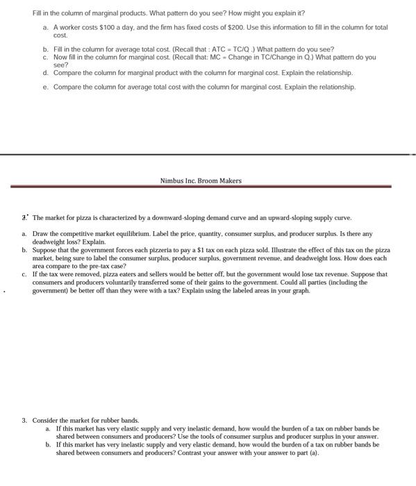 Solved Fill in the column of marginal products. What pattern | Chegg.com