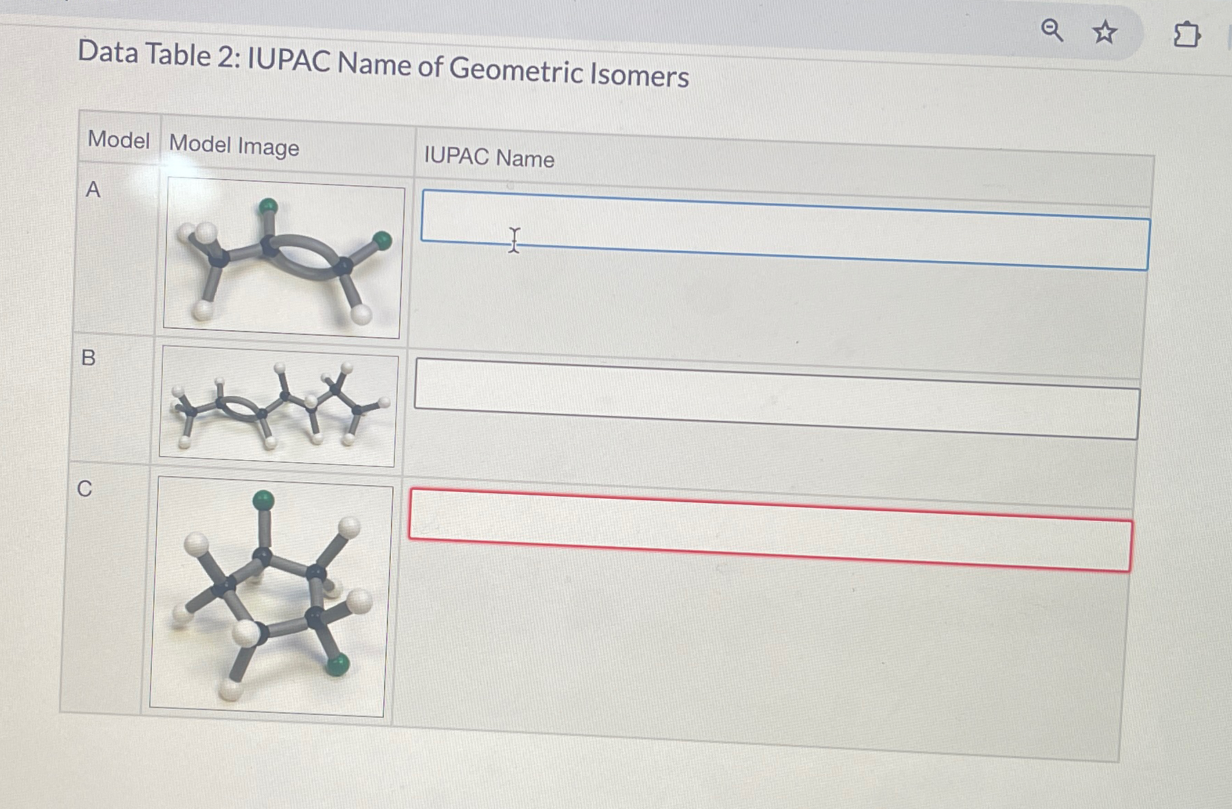 Data Table 2: IUPAC Name of Geometric | Chegg.com