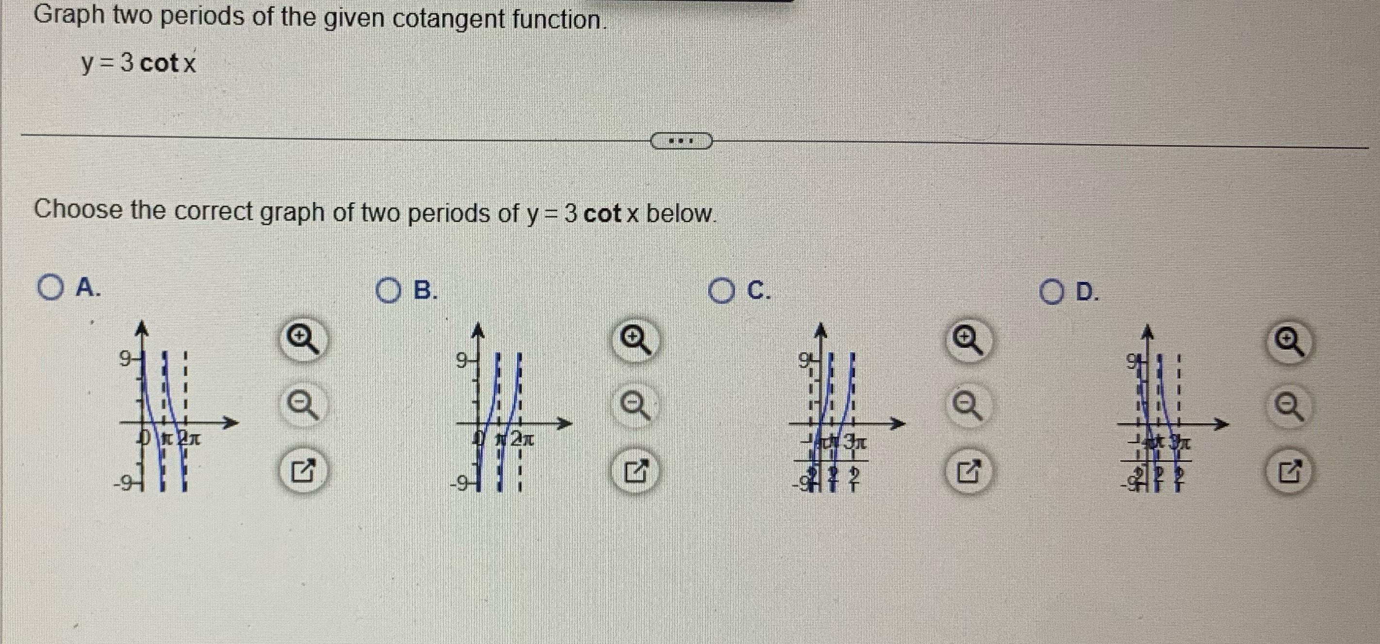 Solved Graph two periods of the given cotangent | Chegg.com