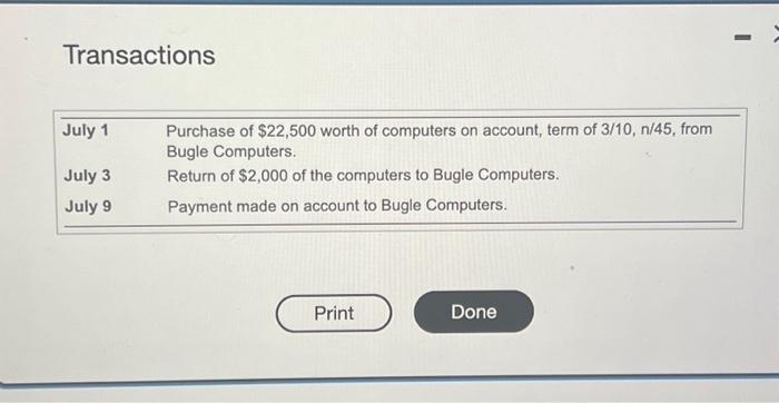 Solved Transactions \begin{tabular}{ll} \hline July 1 & | Chegg.com