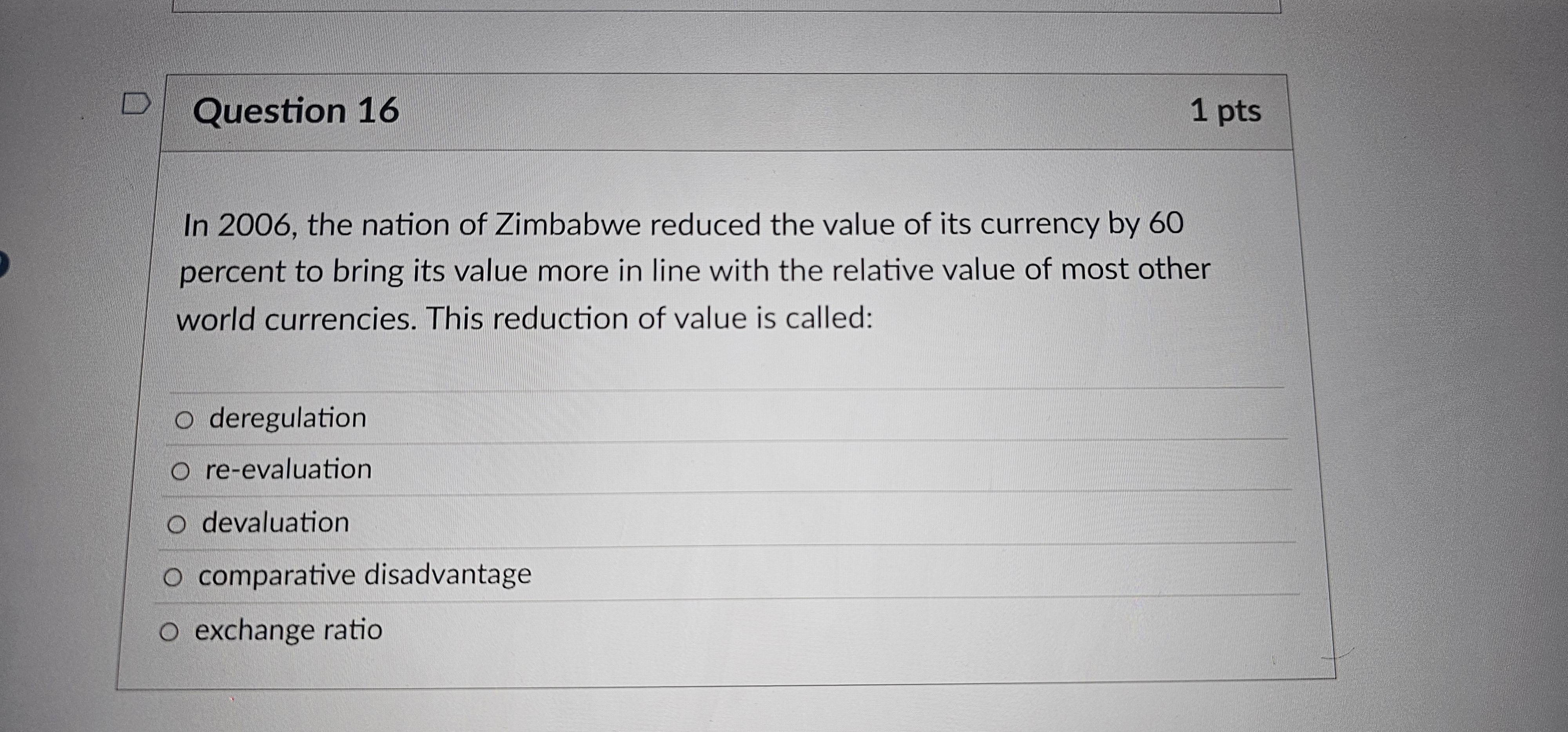 Solved Question 16In 2006, ﻿the nation of Zimbabwe reduced | Chegg.com