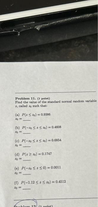 Solved Problem 11. (1 point) Find the value of the standard | Chegg.com