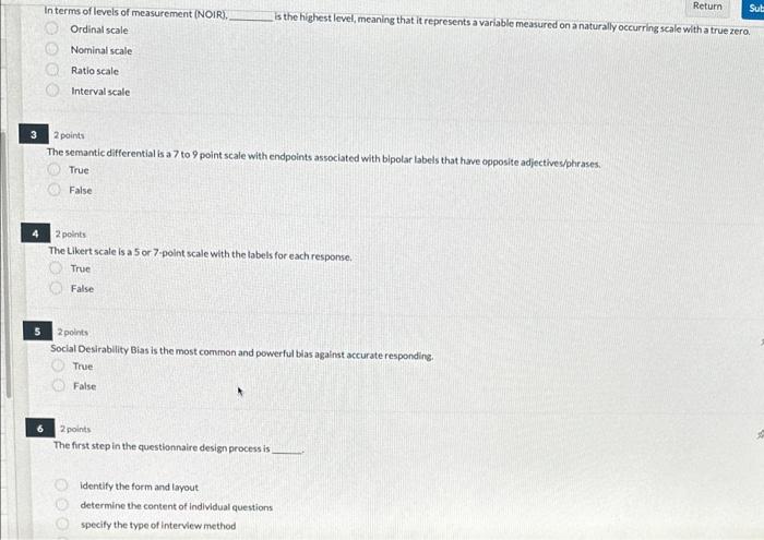 Solved In terms of levels of measurement (NOIR). Ordinal | Chegg.com