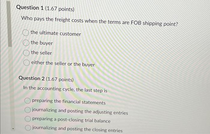 Solved Who pays the freight costs when the terms are FOB | Chegg.com