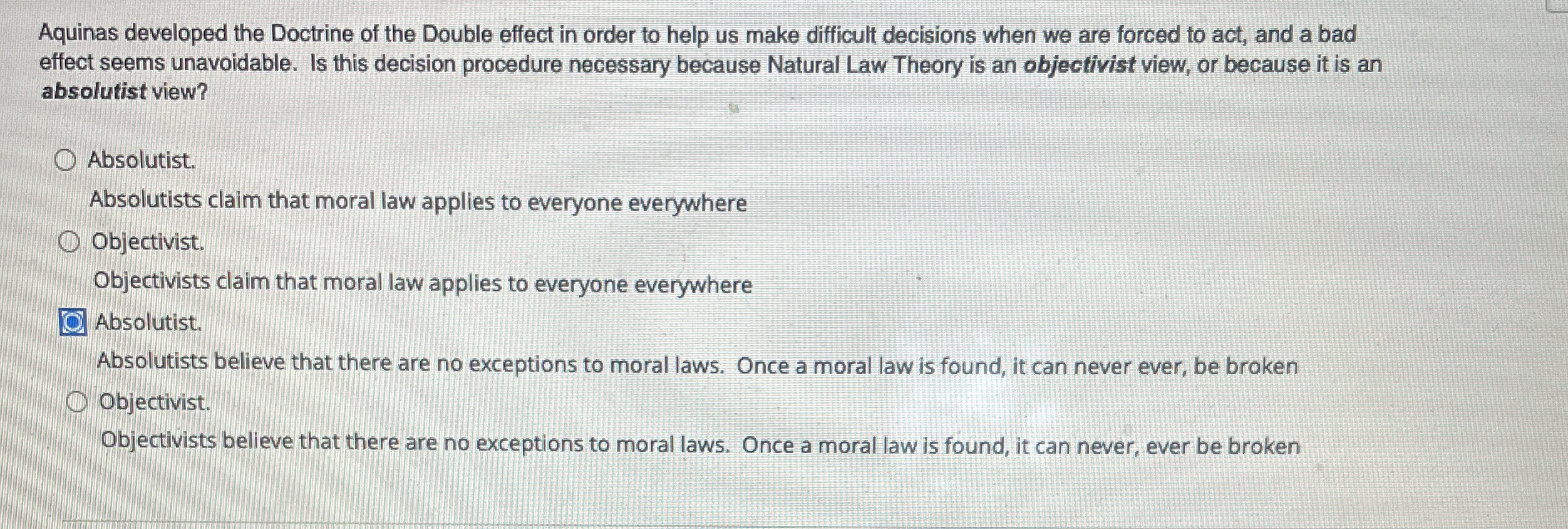 Solved Aquinas developed the Doctrine of the Double effect | Chegg.com