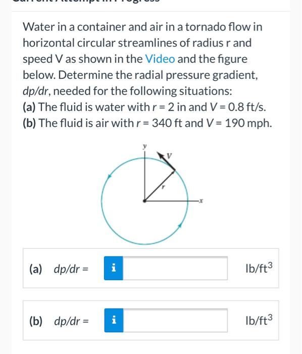 Solved Water in a container and air in a tornado flow in | Chegg.com