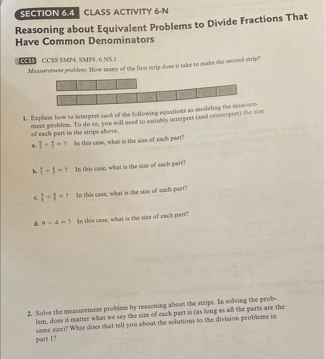 Solved CLASS ACTIVITY 6-N Reasoning about Equivalent | Chegg.com