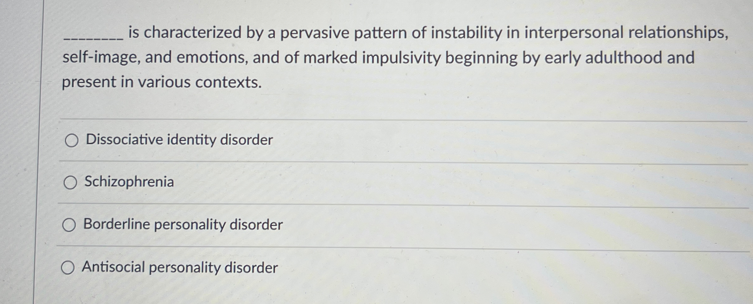 Solved is characterized by a pervasive pattern of | Chegg.com