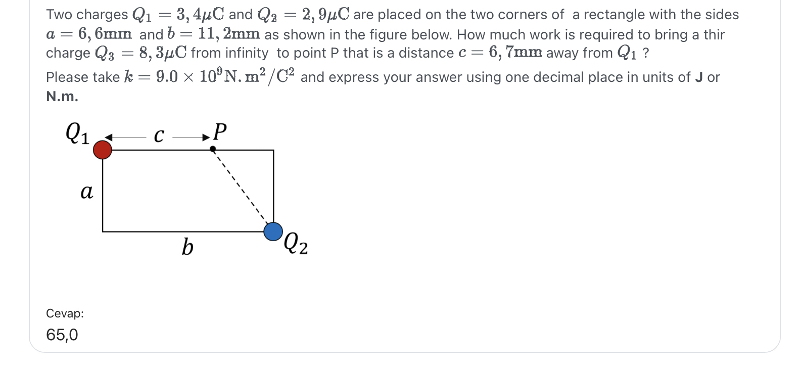 Solved Two charges Q1=3,4μC ﻿and Q2=2,9μC ﻿are placed on the | Chegg.com