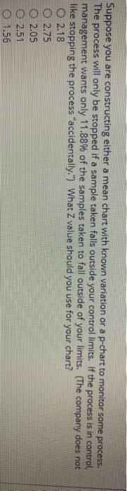 Solved Suppose you are constructing either a mean chart with | Chegg.com